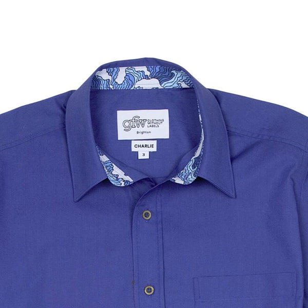 Deep Blue Shirt Short Sleeve Button Up Shirt – GFW Clothing